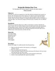Projectile Motion Part Two Lab Write Up Projectile Motion Part Two To Calculate The Vertical