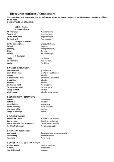 Discourse Markers Connectors