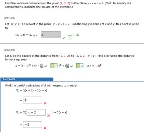Solved Find The Minimum Distance From The Point To Chegg