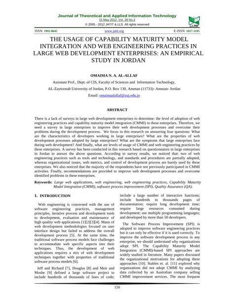Pdf The Usage Of Capability Maturity Model Integration … · The Capability Maturity Model