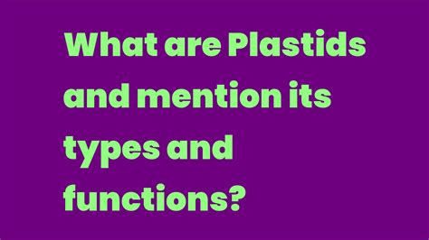 What Are Plastids And Mention Its Types And Functions Write A Topic