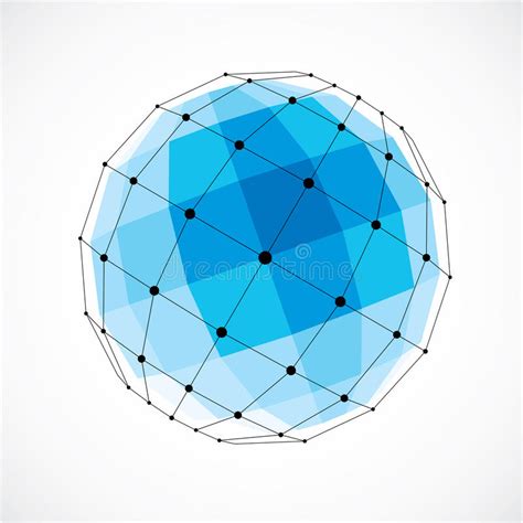 Abstract Vector Low Poly Object With Black Lines And Dots Connected