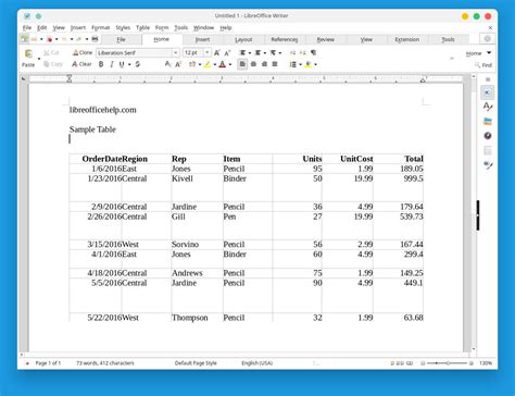 horizontally and vertically center text in libreoffice writer table