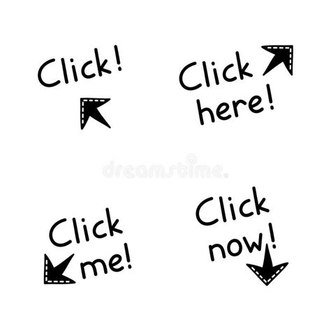 Doodle Arrow Click Icon Hand Drawn Mouse Cursor Vector Illustration