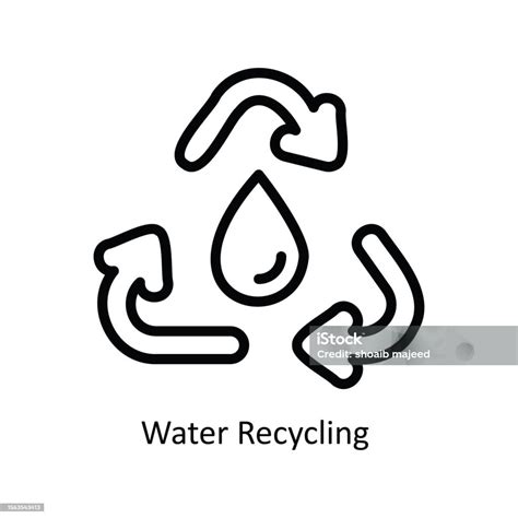 물 재활용 벡터 개요 아이콘 디자인 그림입니다 자연과 생태 흰색 배경에 기호 Eps 10 파일 0명에 대한 스톡 벡터 아트 및