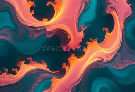 Abstract Image Of Swirling Iridescent Colors In Shades Of Blue Teal Purple Orange And