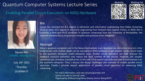 introduction session 4 siyuan niu montpellier university of notre dame quantum computing
