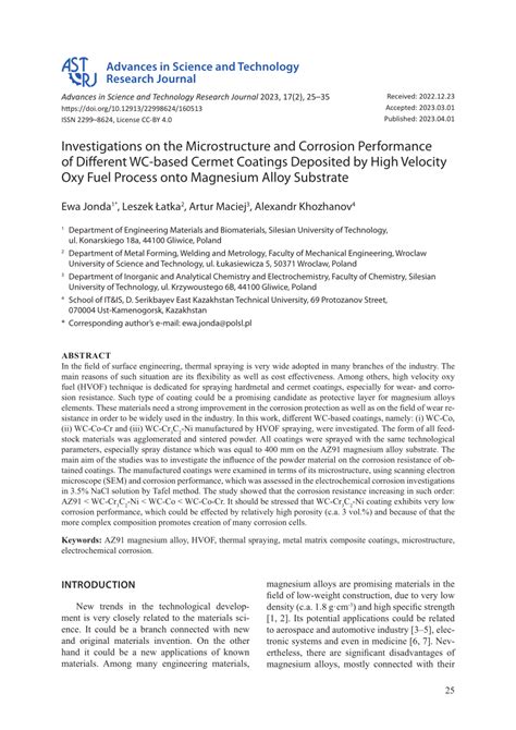 Pdf Investigations On The Microstructure And Corrosion Performance Of
