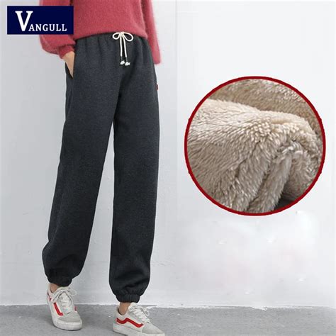 Vangull плотные эластичные штаны, однотонные бархатные женские штаны ...