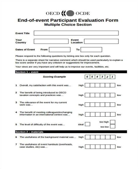 Event Evaluation Form Template