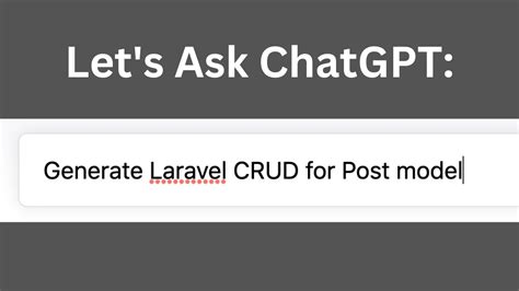 how would chatgpt generate a laravel crud youtube