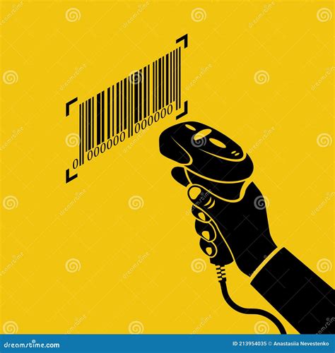 The Operator Holds A Qr Code Scanner Hand Vector Illustration CartoonDealer Com