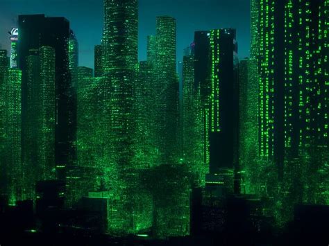Premium Photo Matrix Of Binary Numbers Scifi Background Binary Computer Code Green Digital Numbers