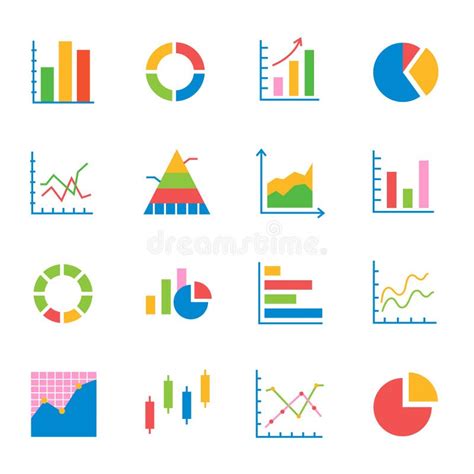 Charts And Graphs Set Of Vector Colorful Icons Business Stock Vector