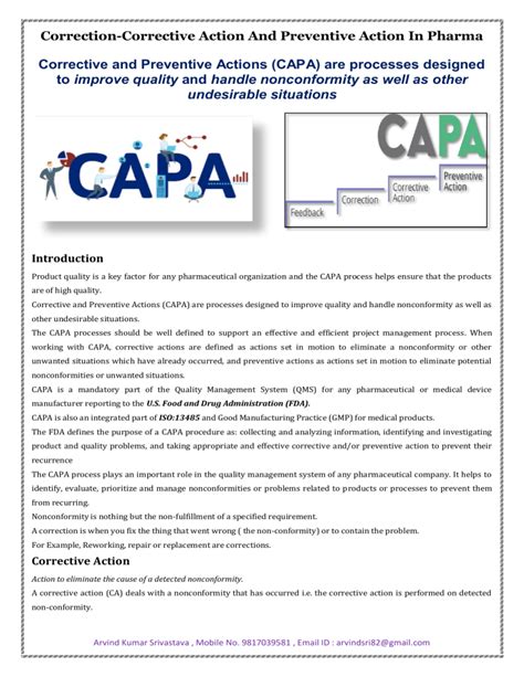 CAPA In Pharma Corrective Preventive Actions