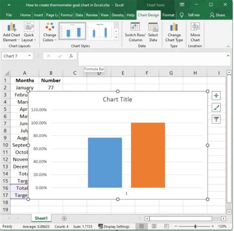 Excel 如何创建温度计目标图表 极客教程