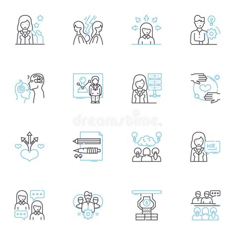 Linked Groups Linear Icons Set Nerking Collaboration Professionalism