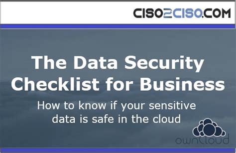 The Data Security Checklist For Business Ciso2ciso Com And Cyber Security Group