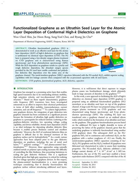 Pdf Functionalized Graphene As An Ultrathin Seed Layer For The Atomic