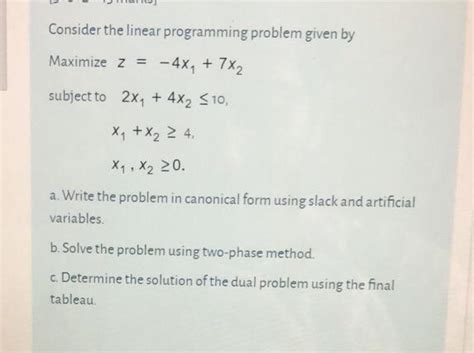 solved consider the linear programming problem given by
