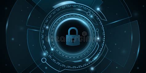 futuristic security lock from a computer circuit board glowing binary