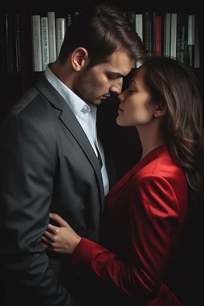 Влюбленная пара обнимается Постер романтических фильмов Генеративная иллюстрация Ai Премиум Ai