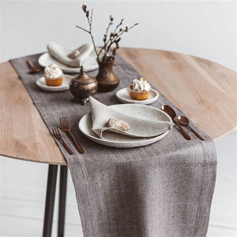 Grey Table Runner Etsy