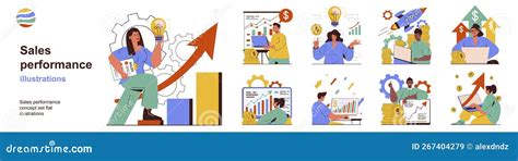 Sales Performance Concept With Character Situations Collection Stock