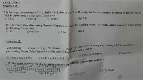 Solved PART TWO Question 1 23 Solving The Equation Chegg Com