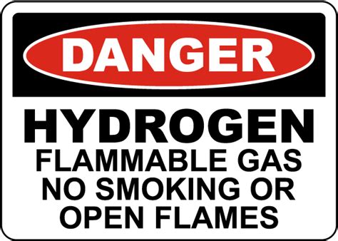 Danger Hydrogen Flammable Gas Sign Large Selection And Custom Options