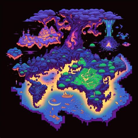 Premium Ai Image A Close Up Of A Pixel Map Of A World With Trees
