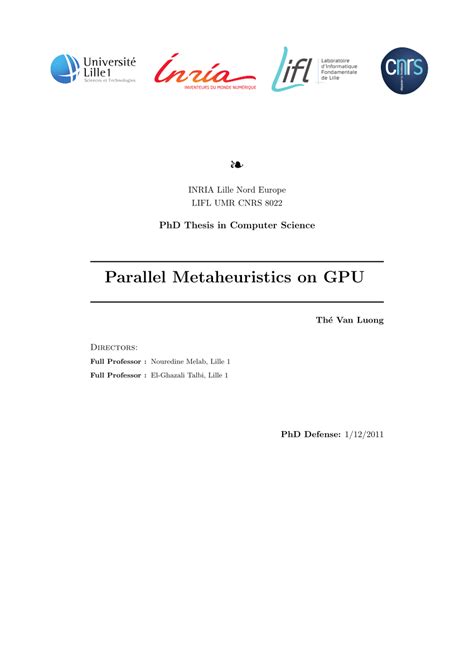 Pdf Parallel Metaheuristics On Gpu