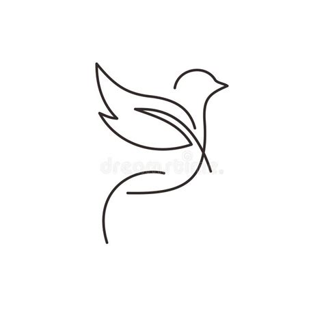 Continuous Line Bird White One Line Vector Illustration Stock Vector