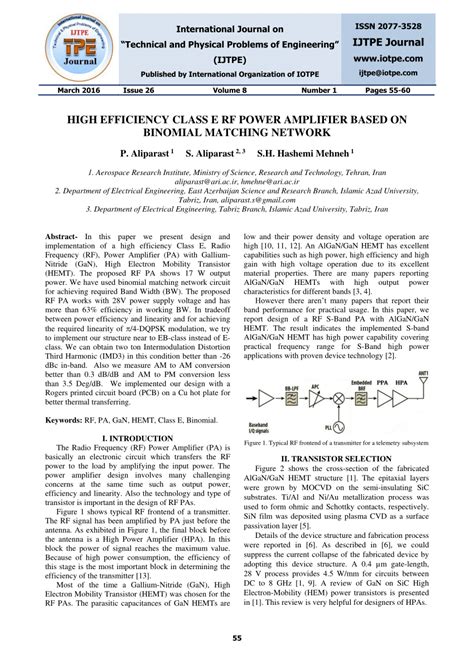 Pdf High Efficiency Class E Rf Power Amplifier Based On Binomial Matching Network