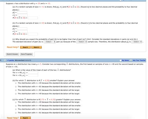 solved suppose x has a distribution with μ 20 and σ 15 a