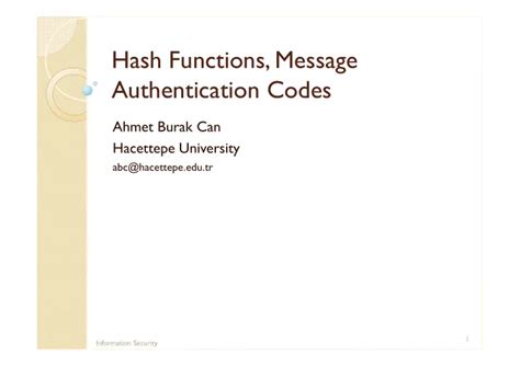 Ppt Hash Functions Message Authentication Codes Ahmet Burak Can