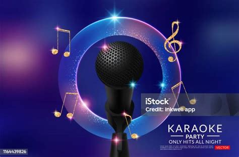 마이크와 가라오케 파티 테마에 벡터 플라이어 일러스트 벡터 일러스트레이션 노래방기계에 대한 스톡 벡터 아트 및 기타 이미지 노래방기계 포스터 간판 Istock
