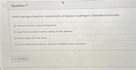 Solved Question 7 Match pathogen based on characteristics of | Chegg.com