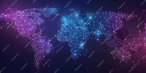 Technological Elements On A Digital World Map Background Concept