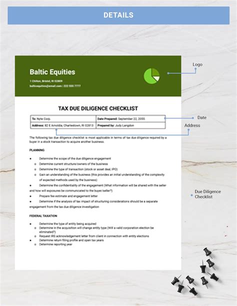 Tax Due Diligence Checklist Template In Word Google Docs Pages Download Template Net