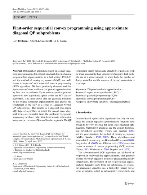 Pdf First Order Sequential Convex Programming Using Approximate