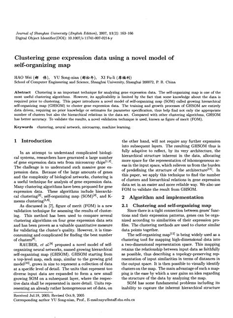 Clustering Gene Expression Data Using A Novel Model Of Self Organizing