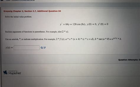 solved kreyszig chapter 2 section 2 7 additional question