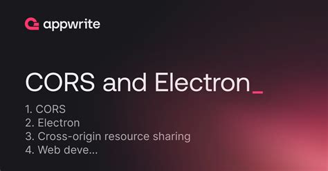 Cors And Electron Threads Appwrite