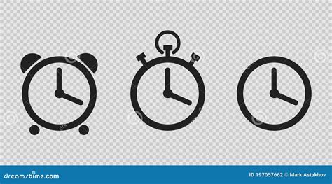 Timer Icon Collection Vector Clock Pictogram Transparent Background Stock Vector