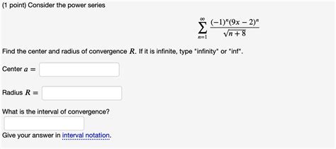 Solved Point Consider The Power Series Chegg