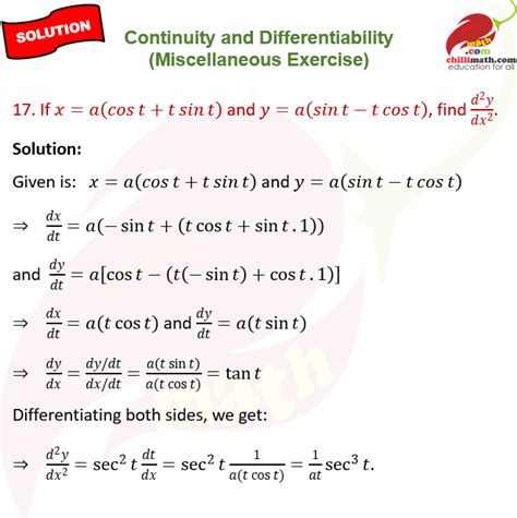 Ncert Solutions Class 12 Chapter 5 Continuity And Differentiability Miscellaneous Exercise