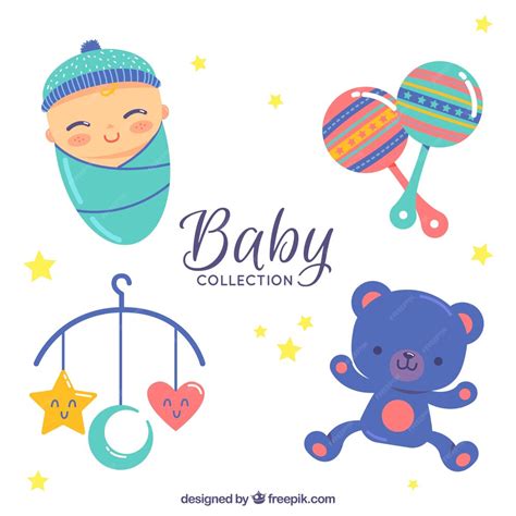 Colección De Juguetes De Bebé En Estilo Plano Vector Gratis