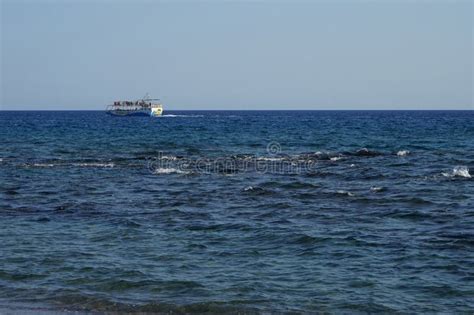 Lindos By Boat Pleasure Ship Takes Tourists On A Boat Trip Around The