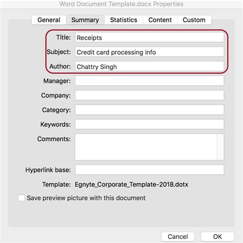 Document Properties Egnyte